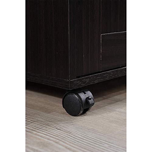 Hodedah Kitchen Island with Spice Rack, Towel Rack & Drawer, Chocolate with Grey Top
