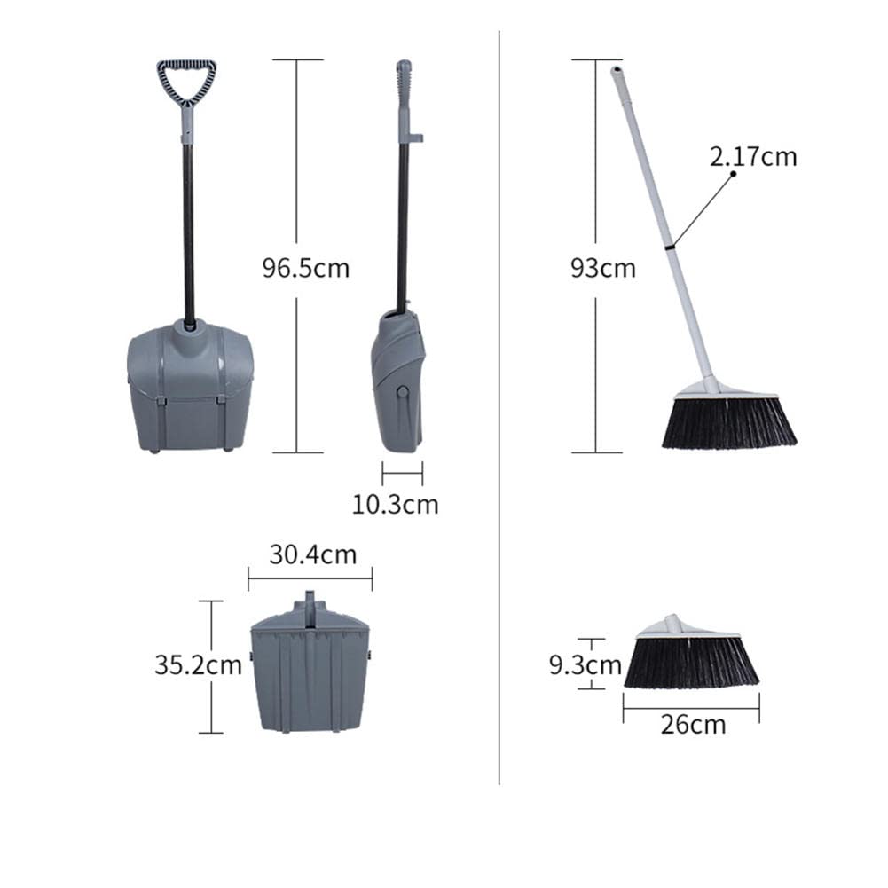 FEMUN Hotel Thickened Plastic Broom Dustpan Combination Home Kitchen Windshield Broom Set Cleaning Garbage Bucket Soft Hair Kitchen Broom dust pan and Broom Combo, for Offices, Dormitories, garages