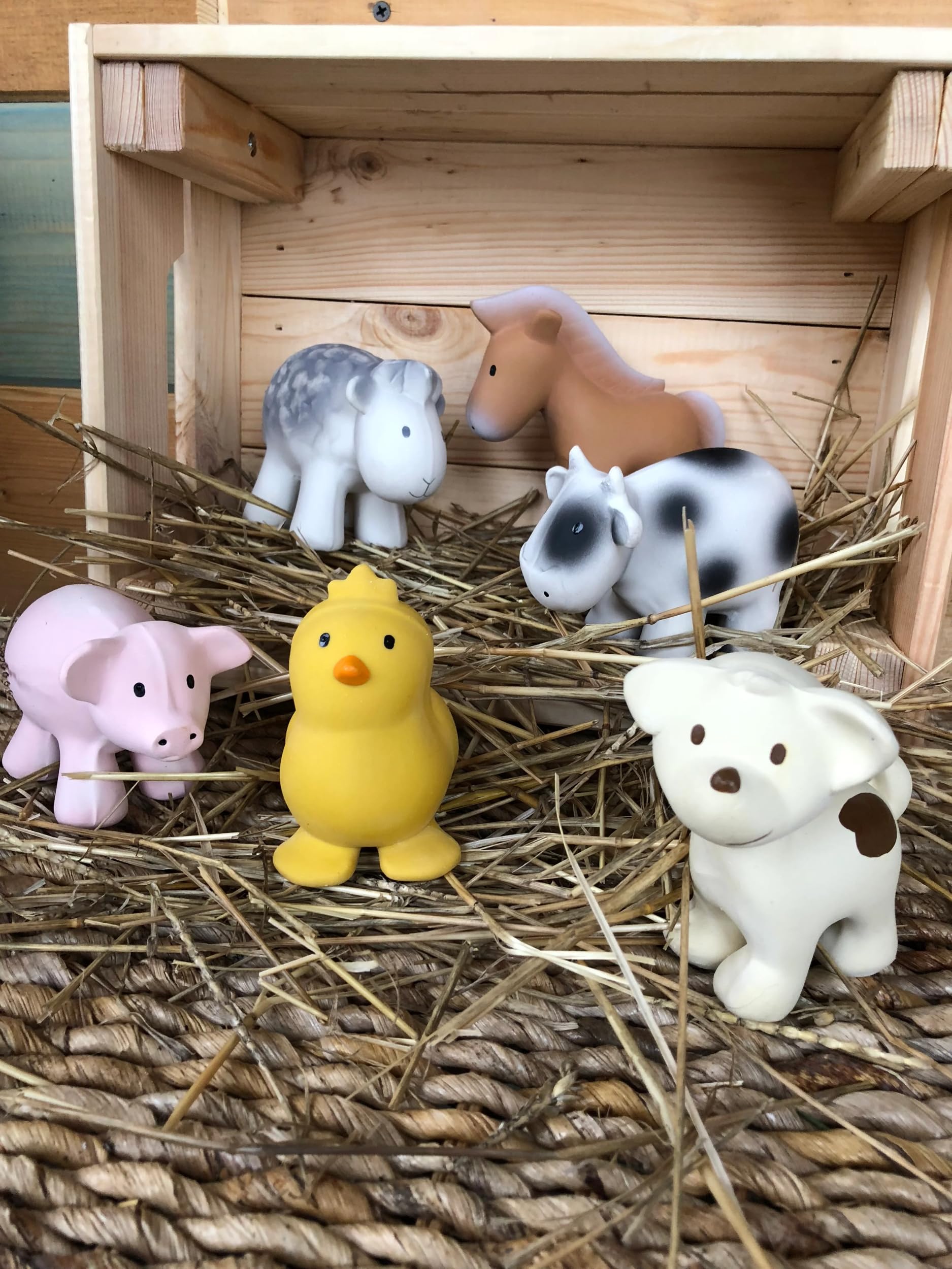 Tikiri My First Farm Animal Pig Natural Rubber Rattle (Pink)