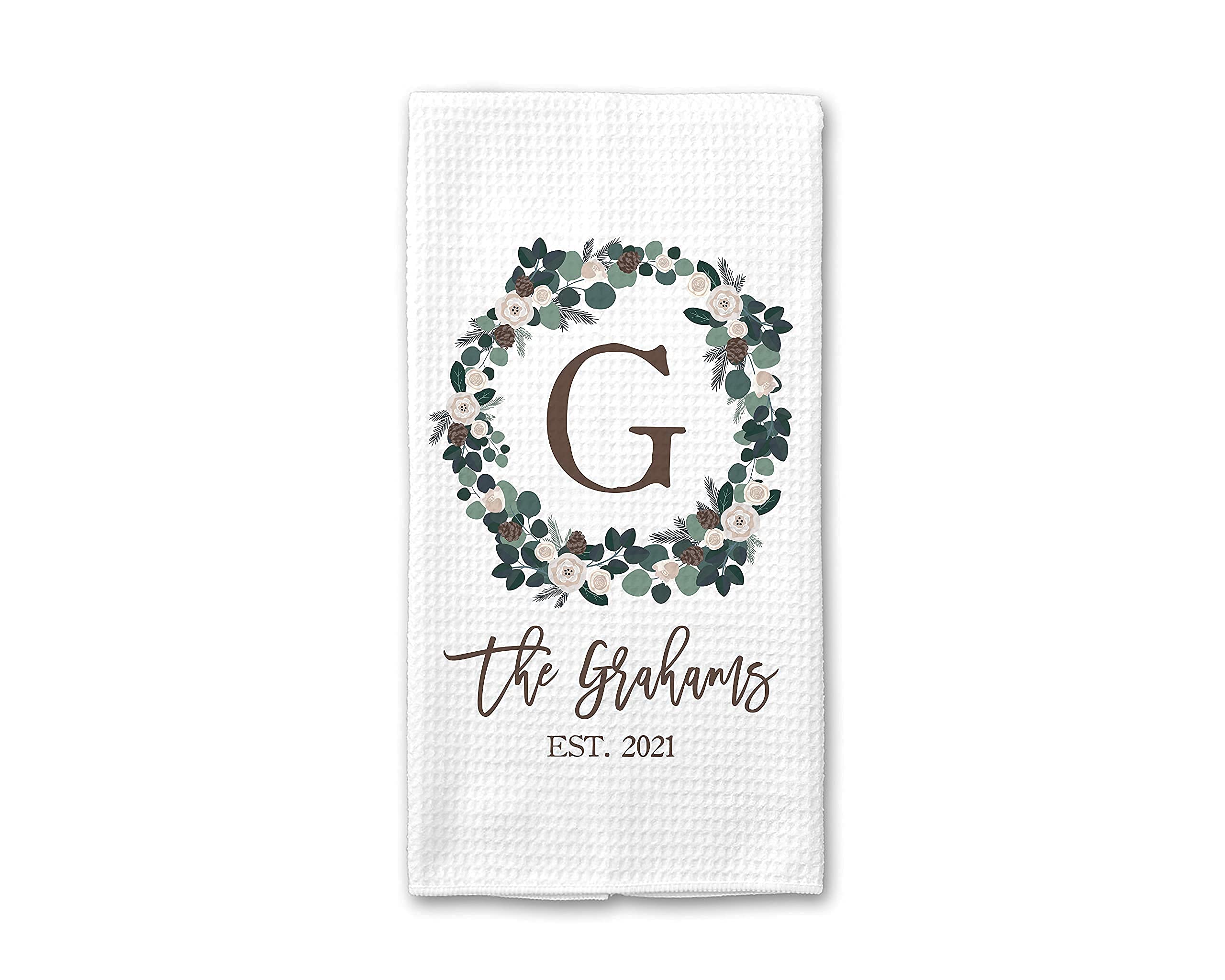 Custom Christmas Waffle Weave Dish Towel | Personalized Kitchen Towel | Housewarming Gift | Personalized Christmas Gift Women | Personalized Dish Towel | Christmas Kitchen Towel