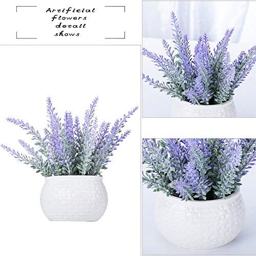 chuangxindaye Artificial Mini Potted Flowers Plant Lavender for Home Decor Party Wedding Garden Office Patio Decoration (Ceramics 2set)
