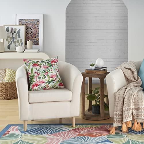 Waverly Pillows Flamingos Washable Indoor/Outdoor Multicolor 20" x 20" Throw Pillow