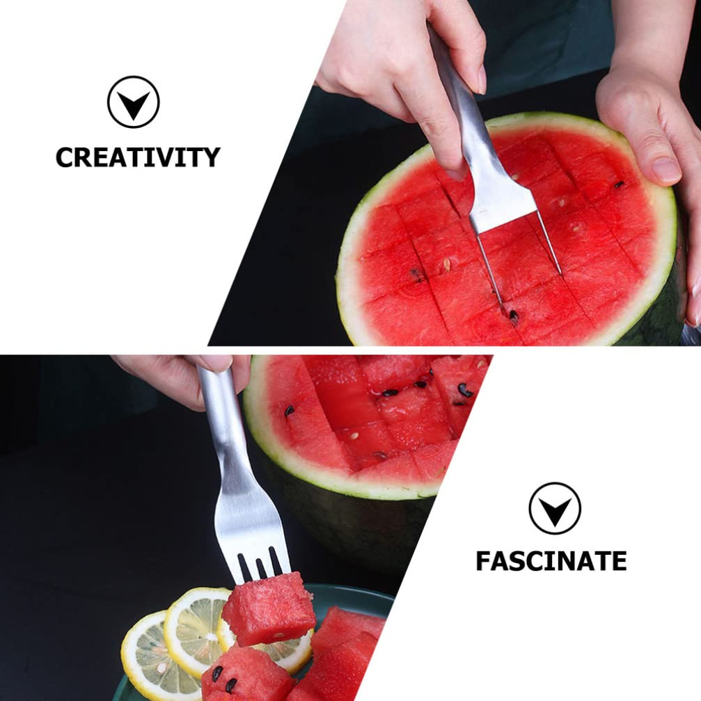 IMIKEYA 2PCS Watermelon Slicer Cutter:2-in-1 Watermelon Slicer Stainless Steel Watermelon Cutter Slicer Fruit Forks Slicer Knife for Kitchen Gadget