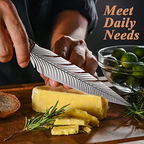 Feather Viking Knife Dragon Butcher Bone Cleaver Knife Set Boning Knife Kitchen Cleaver with Sheath for Outdoor Camping BBQ Collection Christmas Gift Men