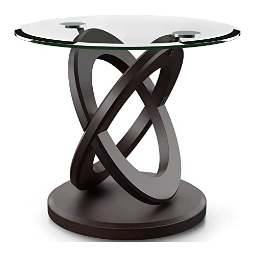 Furniture of America Xenda Modern Oval Glass Top X-Shaped Base for Living Room, Bedroom, Home Office, 26-inch, End Table - Brown