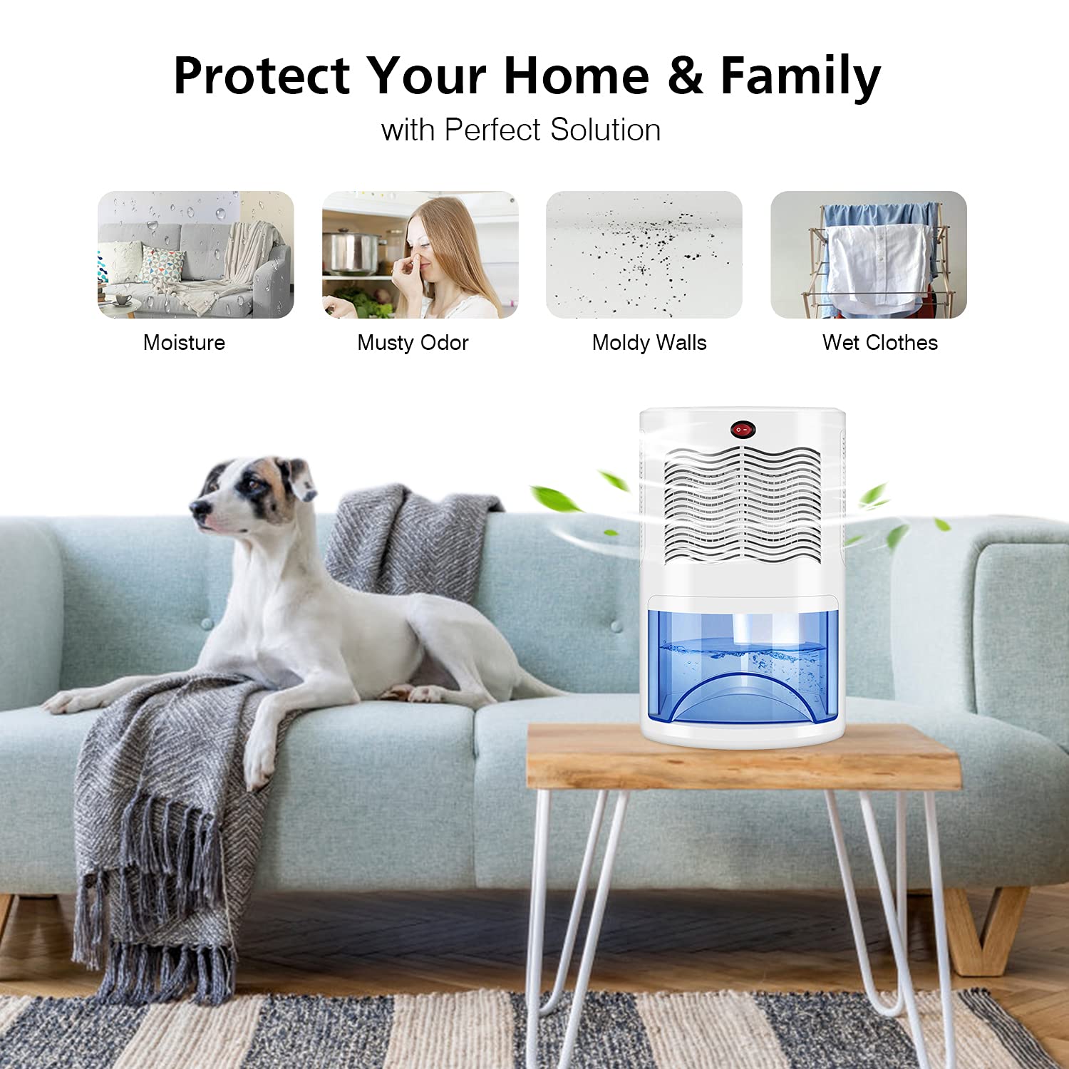 COSVII Dehumidifier for Bedroom,Up to 680 Sq.ft Small Dehumidifier Ultra Quiet Dehumidifiers for Home Bathroom Closet Kitchen with 68oz(2000ml) Water Tank