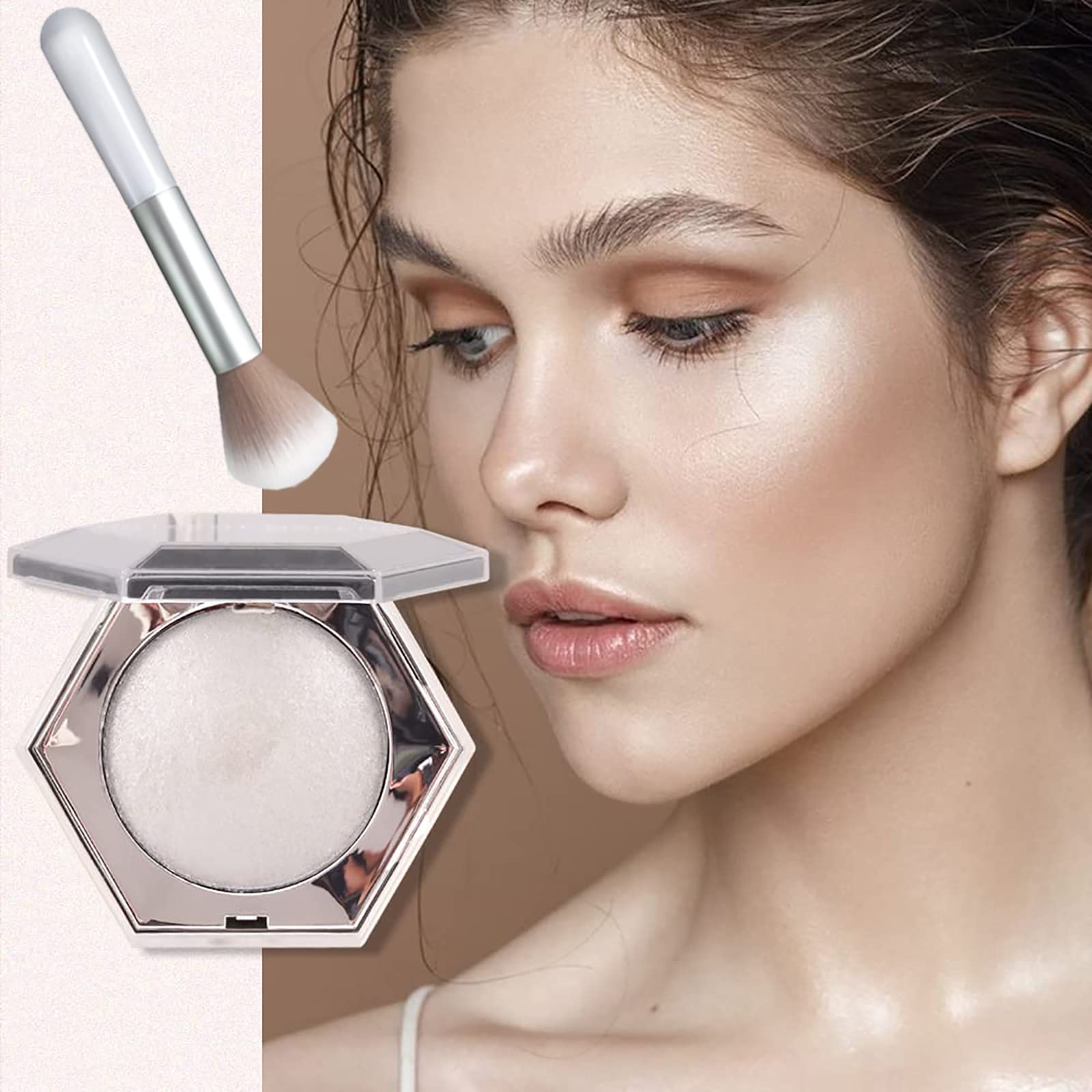 Fenty highlighter Makeup Palette Glitter for Face Body Cheek, Diamond Shimmer Highlighter, Smooth Glitter Sparkles with Highlight Brush, Nose Eye Contour Palettes Glow Illuminator makeup highlighter
