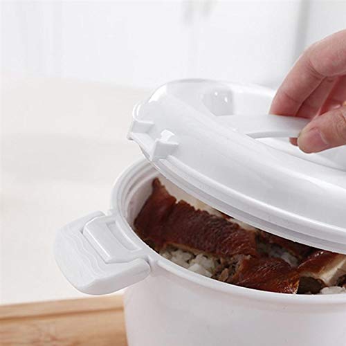 Geynutaly Microwave Rice Cooker Multifunction Small Lunch Container Microwave Cooker Cookware for Microwave Oven 17.5x21x14cm