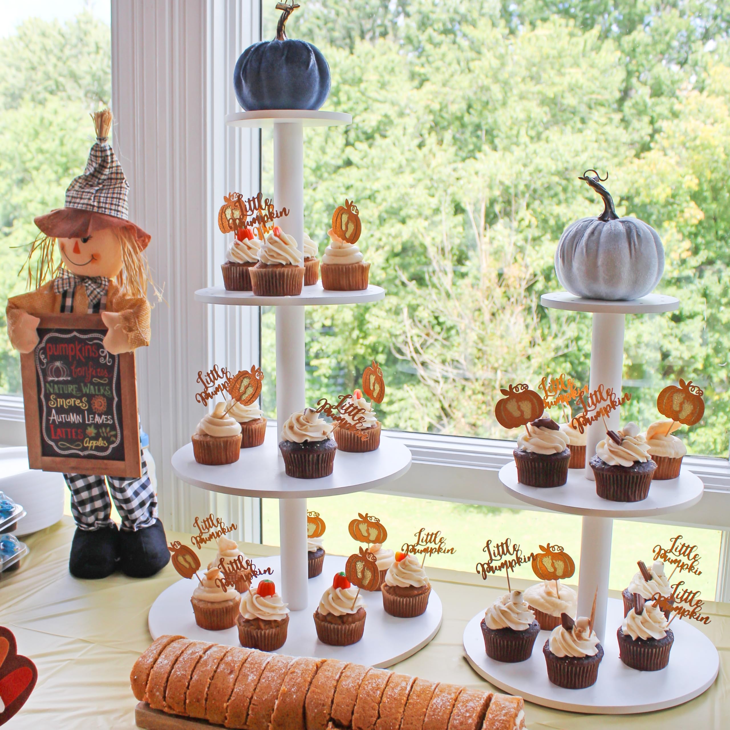 Darware Cake Pop/Cupcake Stand (4-Tiered); White Wooden Dessert Display for Parties and Special Events