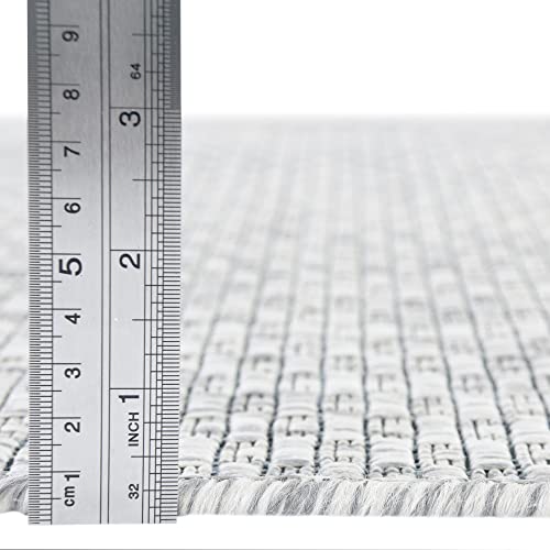 Rugs.com Outdoor Solid Collection Rug β 3' x 5' Light Gray Flatweave Rug Perfect for Entryways, Kitchens, Breakfast Nooks, Accent Pieces