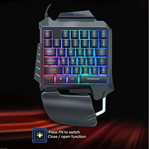 FEDRUI Mechanical Keyboard Wireless, Gaming Keyboard, Backlit Ergonomic Keyboard, Colorful Backlit Single Left-Handed Computer Keyboard for Office