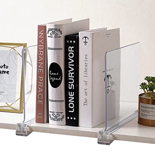 gbayle 6 PCS Acrylic Clear Closet Shelf Divider,Closet Organization for Wooden Shelving Suitable for Vertical Shelves Or Bedroom, Kitchen,Books,Towels and Hats, Purses Separators and Office…