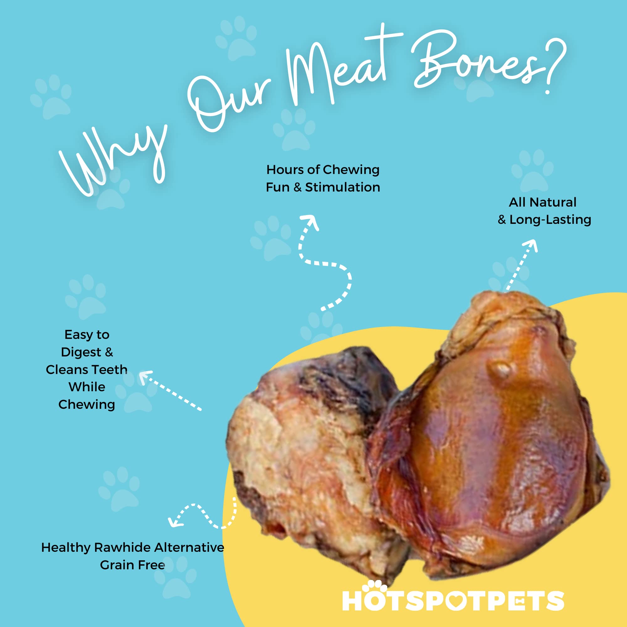 hotspot pets All Natural Beef Knee Caps for Dogs, Dog Bones, Single Ingredient Dog Chews for Aggressive Chewers - Long Lasting Rawhide Alternative Meat Bones