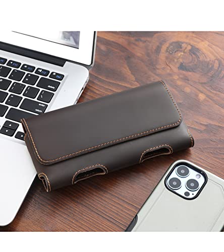 Gcepls Leather Phone Holster for iPhone 15 Pro Max,14 Pro Max,Galaxy S23 Ultra,S22 Ultra,Premium Genuine Leather Cell Phone Holster with Belt Clip,Phone Belt Holder Pouch Cover Case(Fits Thin Case on)