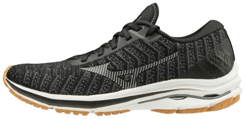 Mizuno Women's Wave Rider 24 WAVEKNIT Running Shoe, Black-Dark Shadow, 7 D US