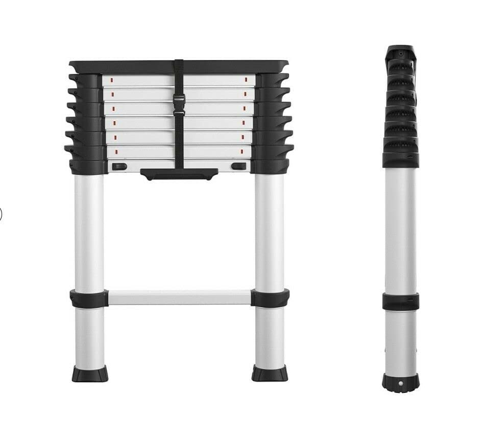 Cosco 8.5 Ft SmartClose Aluminum Telescoping Ladder with Tray Cap and Type 1A 300-Pound Capacity, 12 Ft Max Reach