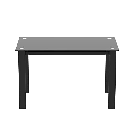 Yoglad Dining Table and Chairs, Dining Table/Chairs Set, Simple Style Table with Tempered Glass Top, Clean-Cutting Faux Leather Chairs, for Kitchen & Dining Room (Chairs*4 & Table*1, Set of 5, Black)