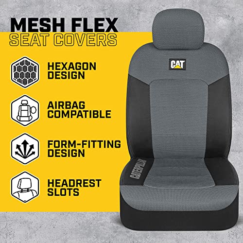 Cat MeshFlex Automotive Seat Covers for Cars Trucks and SUVs β Gray Car Seat Covers for Front Seats, Truck Seat Protectors with Comfortable Mesh Back, Set of 2