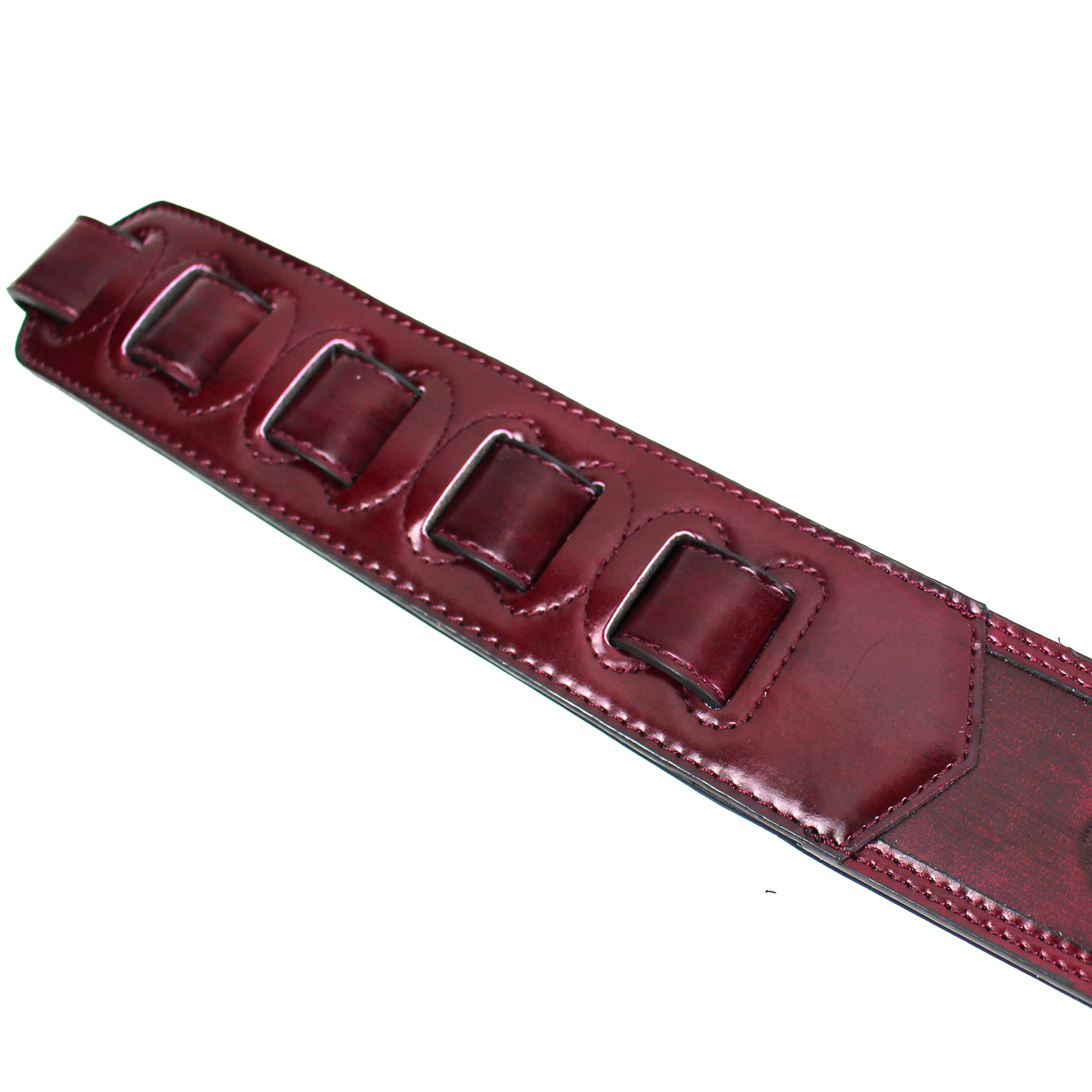 Walker & Williams LID-06 Sangria Purple Leather Padded Guitar Strap with Western Floral Tooling