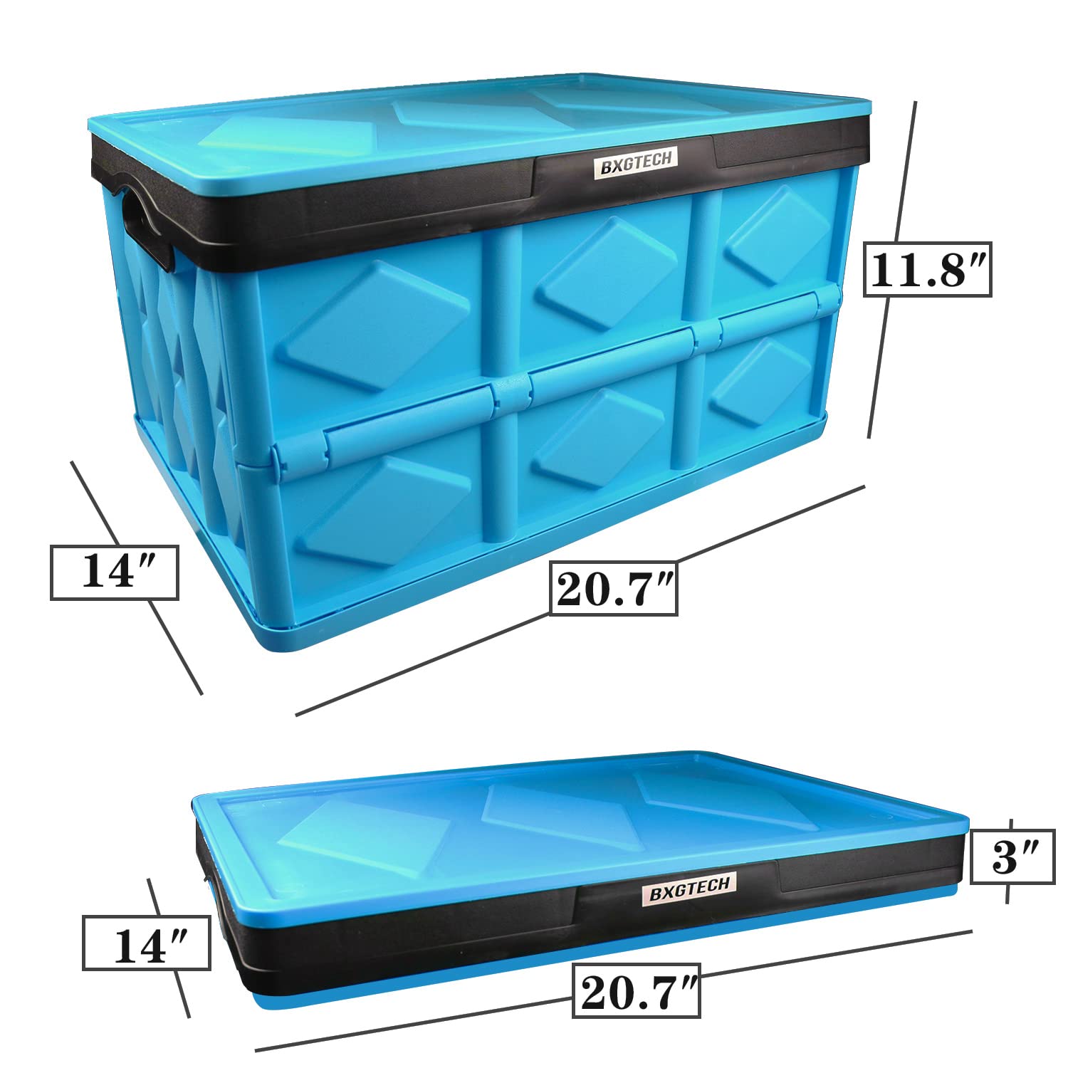 BXGTECH Collapsible Storage Bin, 55L Storage Bins with Lids Foldable Storage Boxes for Home Office Kitchen, Books, Snacks, Shoes, Grocery Storage (Purple & Black)