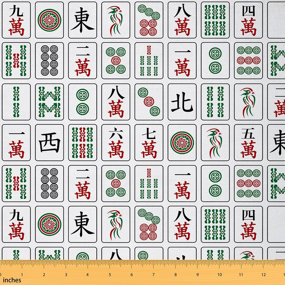 Feelyou Chinese Game Fabric by The Yard 1 Yard Mahjong Upholstery Fabric for Chairs for Luxury Game Playing Waterproof Outdoor Fabric Travel Reupholstery Fabric Decor