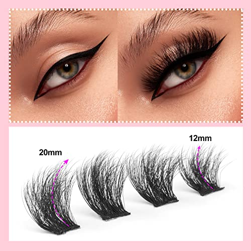 Cluster Lashes DIY Individuals False Eyelashes Individual Lashes 6D Fluffy Mink Lashes 12-20mm Cat Eye Lashes Strip Wispy Eyelash Extensions By EYDEVRO