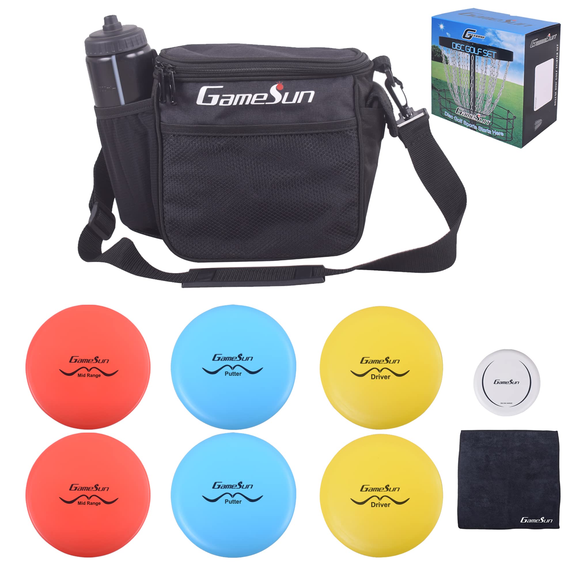 Disc Golf Set with 6 Discs and Mini Disc,Starter Disc Golf Bag,Towel