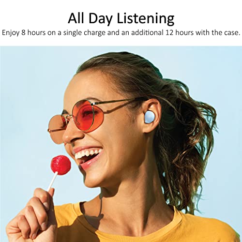 iLuv myBuds Wireless Earbuds, Bluetooth 5.3, Built-in Microphone, 20 Hour Playtime, IPX6 Waterproof Protection, Compatible with Apple & Android, Includes Charging Case & 4 Ear Tips, TB100 Sierra Blue
