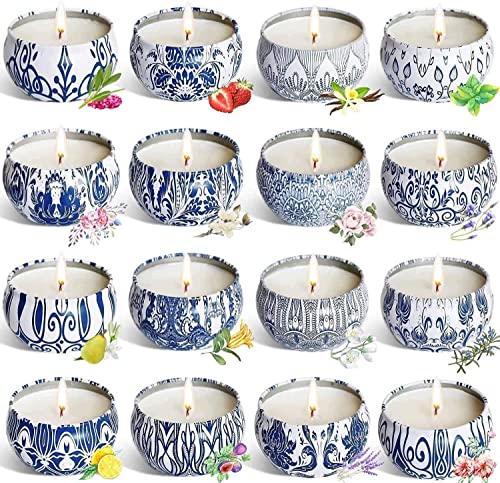 YOROXRG Scented Candles Gifts Set 16 Pack Soy Wax Travel Tin Jar Candles for Home 2.5 OZ Aromatherapy Candles for Mom for Christmas, Birthday, Thanksgiving, Mother's Day