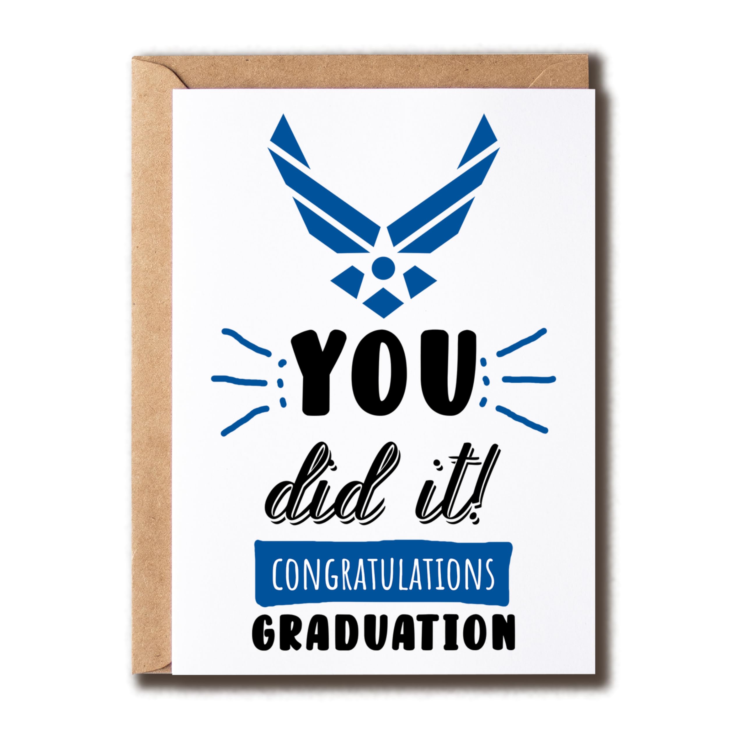 MHSDesigns You Did it congratulations Graduation - Air Force Graduation card - military grad airman - Gift for Air Force - Air Force Card - Card with envelope, White