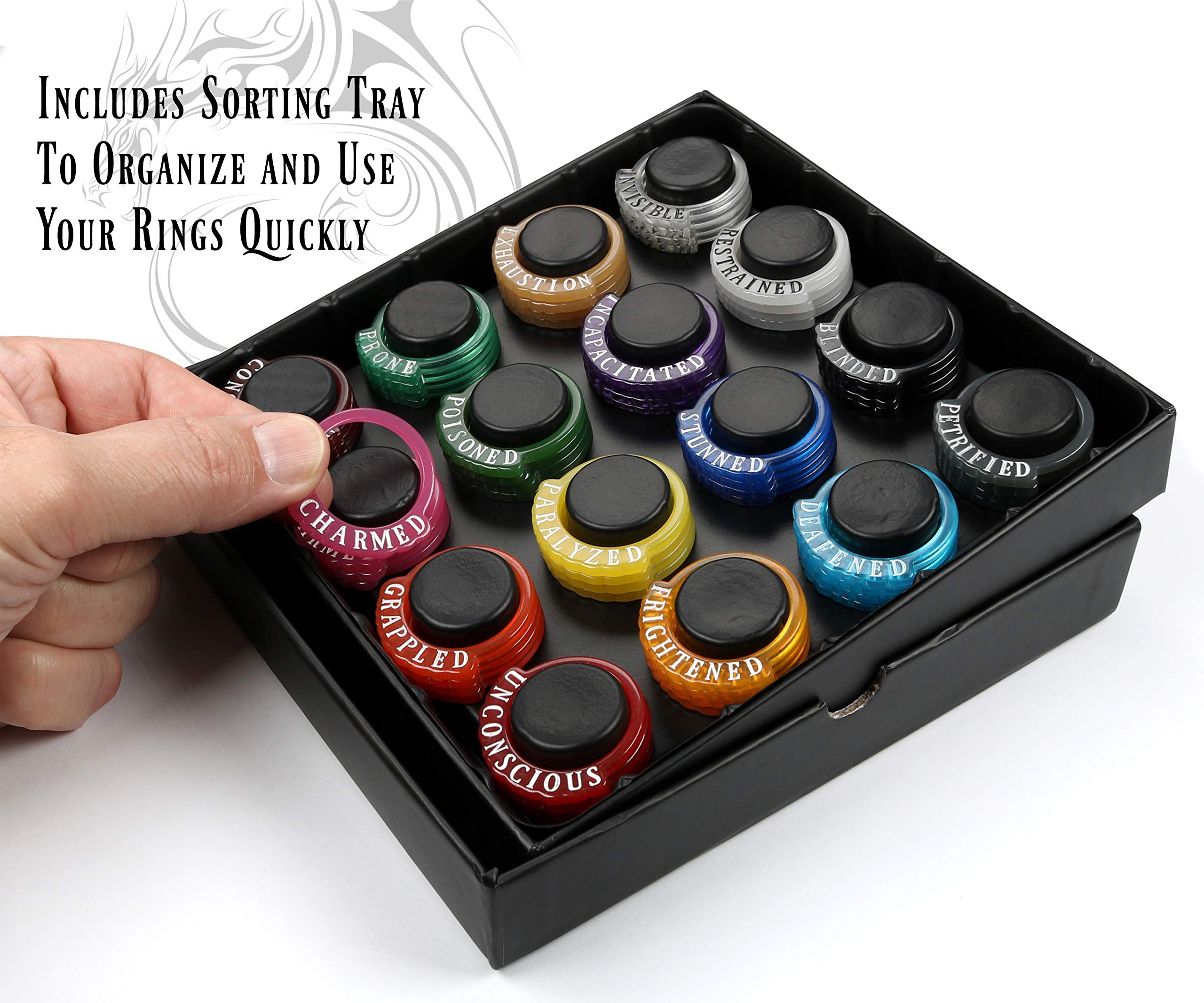 Chill Approach D&D Acrylic Condition Rings - D&D Condition Markers with Storage Case for Dungeons & Dragons, Pathfinder, and Other Tabletop RPG Miniatures, 64 Piece Set