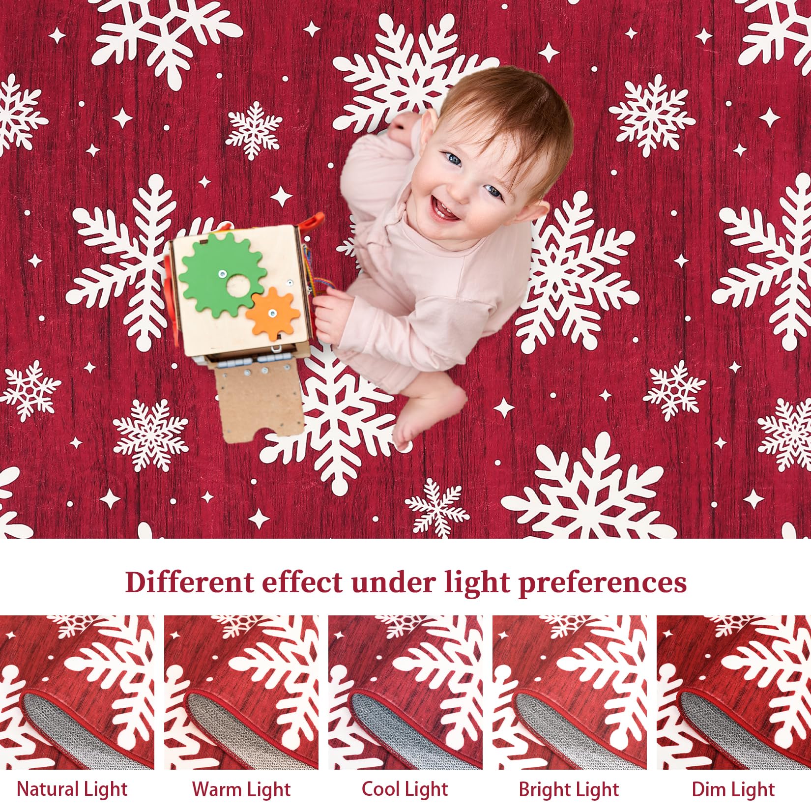 GarveeHome Christmas Runner Rug 2x6 Red Hallway Rug Snowflake Xmas Runner Washable Kitchen Rug Non Slip Bathroom Rug Holiday Decor Distressed Modern Abstract Soft Carpet for Bedroom Laundry 2'x6' Red