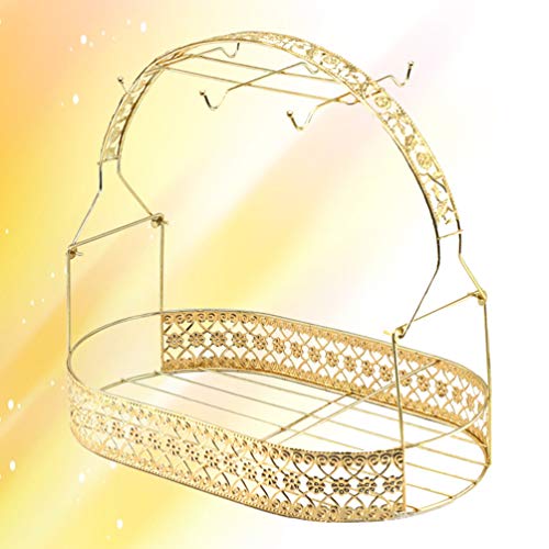 Operitacx Coffee Mug Holder with Saucer Organizer Cup Drying Rack 6 Cup Hooks Drainer Organizer Mug Tree Drinking Glass Holder Stand Mug Drainer Tray for Cups Mugs Cup Stand