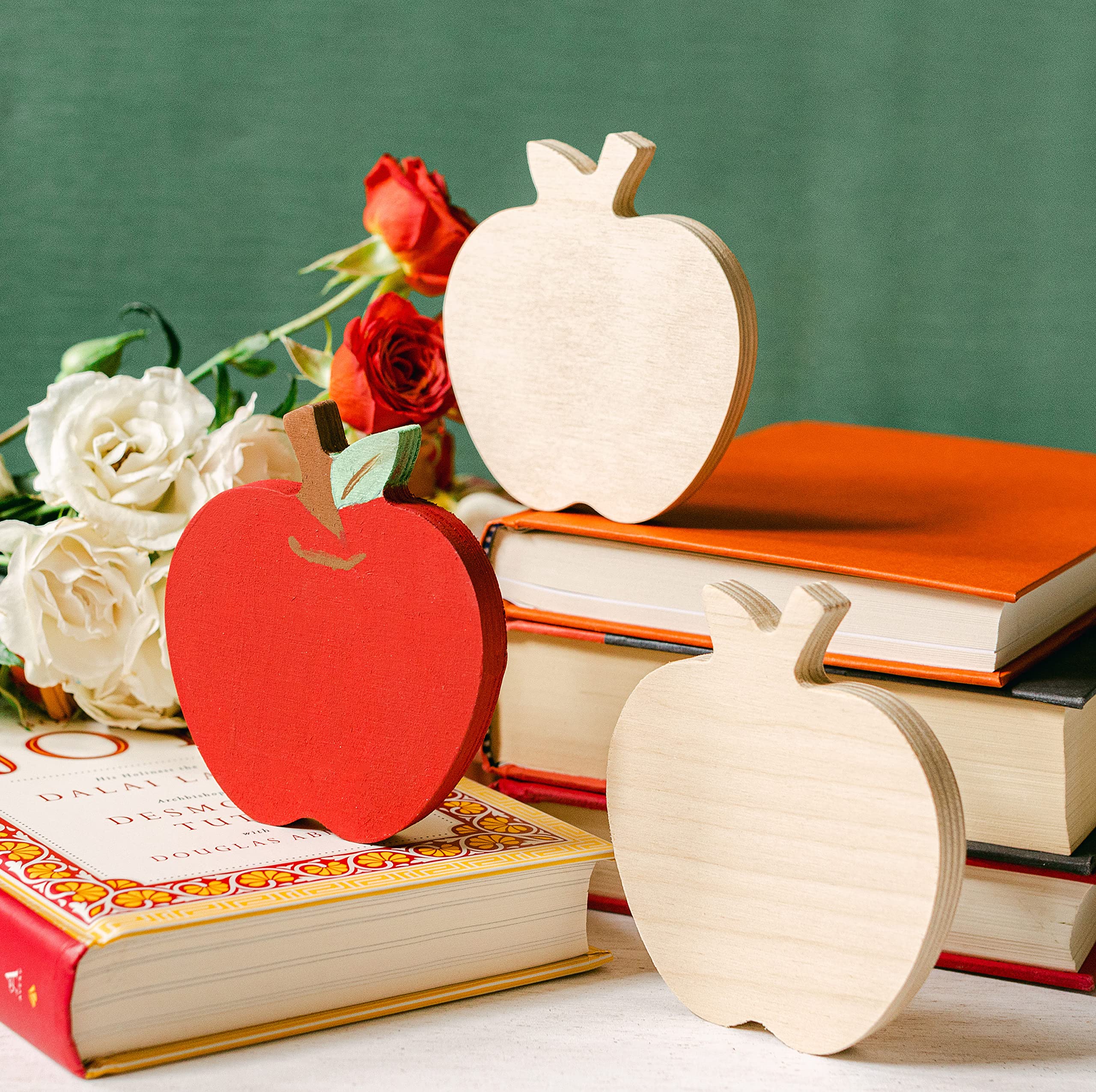 Chunky Wooden Apple Cutouts 4-inch x 3-3/8-inch, Pack of 2 Autumn Apples for Crafts, Fall Tray Decor & Classroom Decor, by Woodpeckers