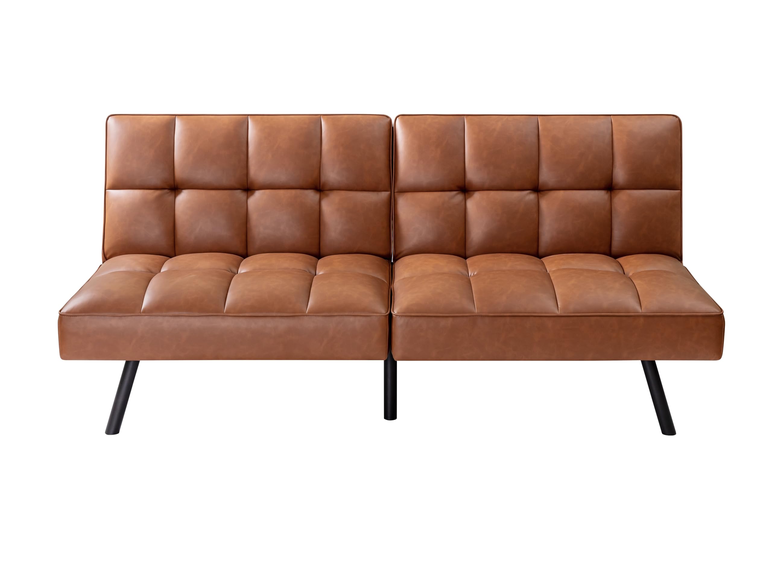 Futon Sofa Bed, Comfortable Futon Sofa Couch, Memory Foam Convertible Loveseat Sofa Bed, Split Back & Seat, Brown