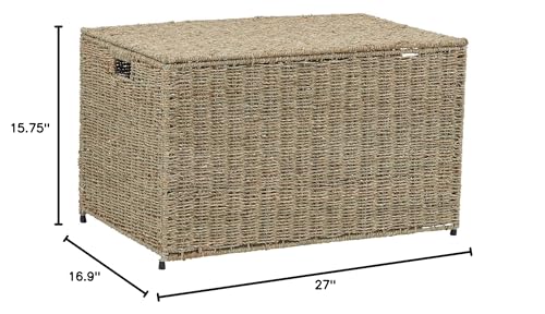 Household Essentials ML-5665 Decorative Wicker Chest with Lid for Storage and Organization | Large | Light Brown
