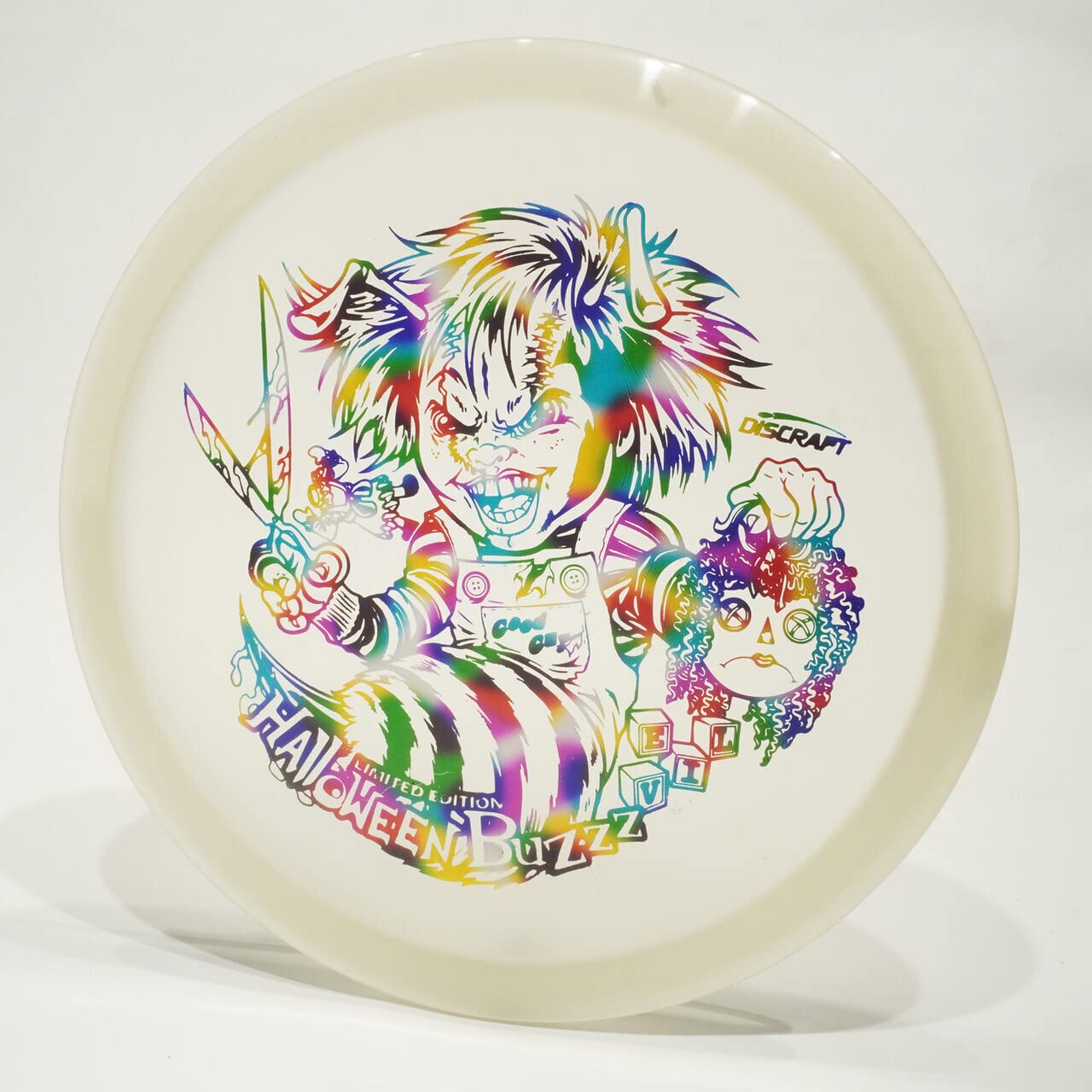 Discraft Glow Buzzz (Glo Z Line) Chucky Halloween 2022 Midrange Golf Disc 177+ Metallic Silver