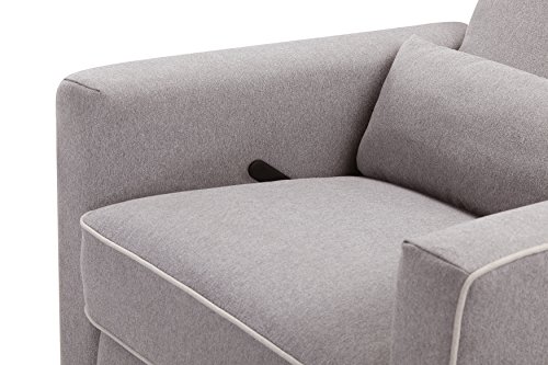 DaVinci Piper Upholstered Recliner and Swivel Glider in Grey with Cream Piping, Greenguard Gold & CertiPUR-US Certified