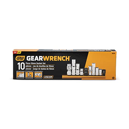 GEARWRENCH 10 Pc. 1/4" & 3/8" Drive 6 Pt. Single Size Socket Set, 10mm - 80319