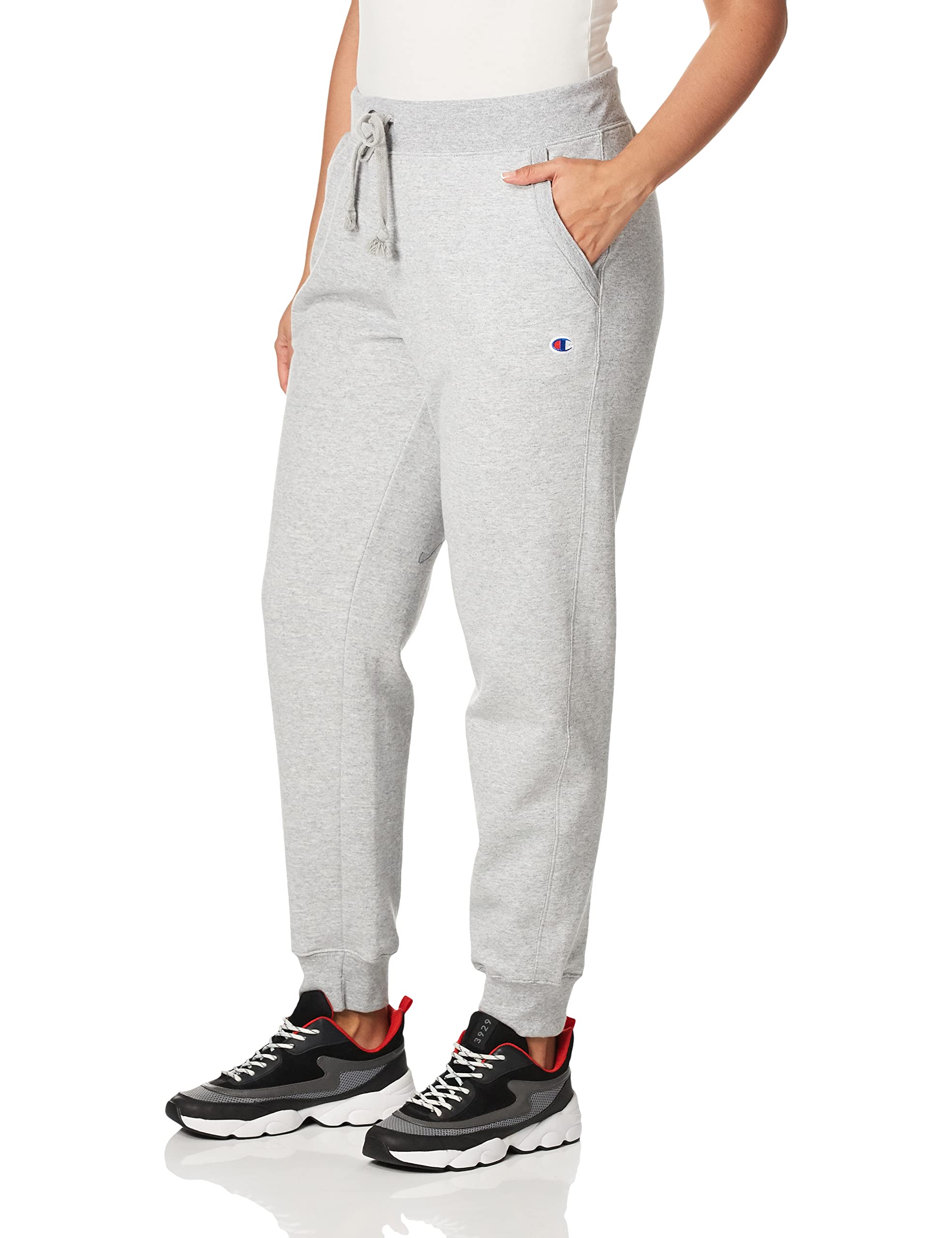 Champion Women's Powerblend Joggers, Script Logo, Black-Y07459, Large