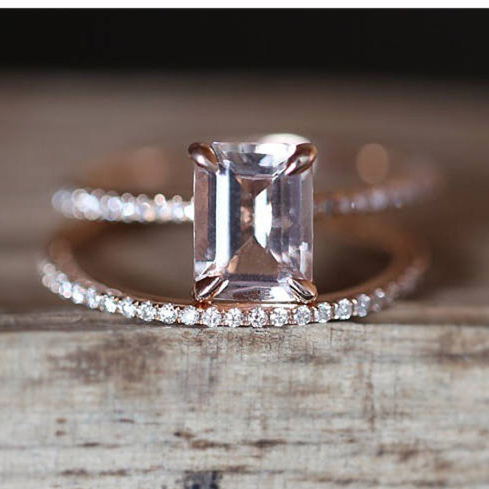 Wedding Rings for Women Rose Gold Engagement Ring with A Fine Small Square Zircon Ringa Good Gift for a Girlfriend, Boyfriend, Family