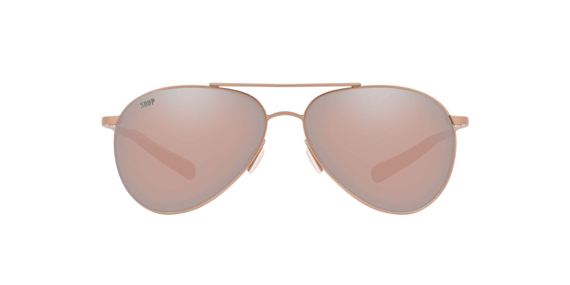 Costa Woman Sunglasses Satin Rose Gold Frame, Copper Silver Mirror Lenses, 58MM