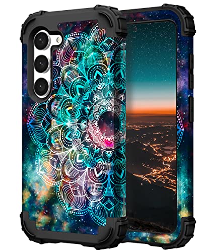 Hocase for Galaxy S23 Plus Case, Shockproof Heavy Duty Protection Soft Silicone Rubber Bumper+Hard Plastic Hybrid Protective Case for Samsung Galaxy S23 Plus (6.6") 2023 - Mandala in Galaxy