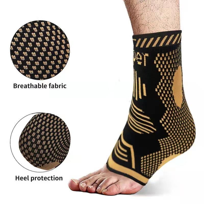 Copper Ankle Brace Support for Men & Women, Ankle Stabilizer Compression Sleeve Socks for Prevent Ankle Injuries, Ankle Support Foot Brace for Sprained, Swelling, Achilles Tendonitis, Sport (Pair, XL)