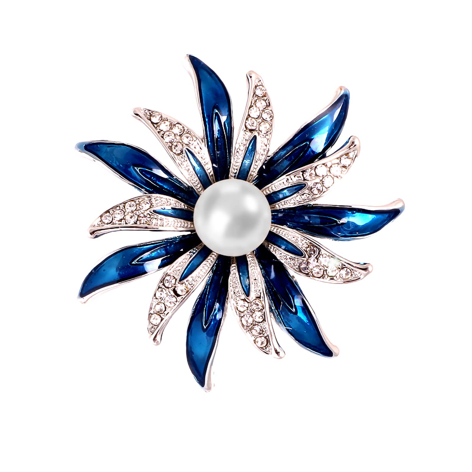 Costume Jewelry for Women Flower Brooch Pins for Women Fashion Crystal Broches Vintage Jewelry Broche Pins (Blue)