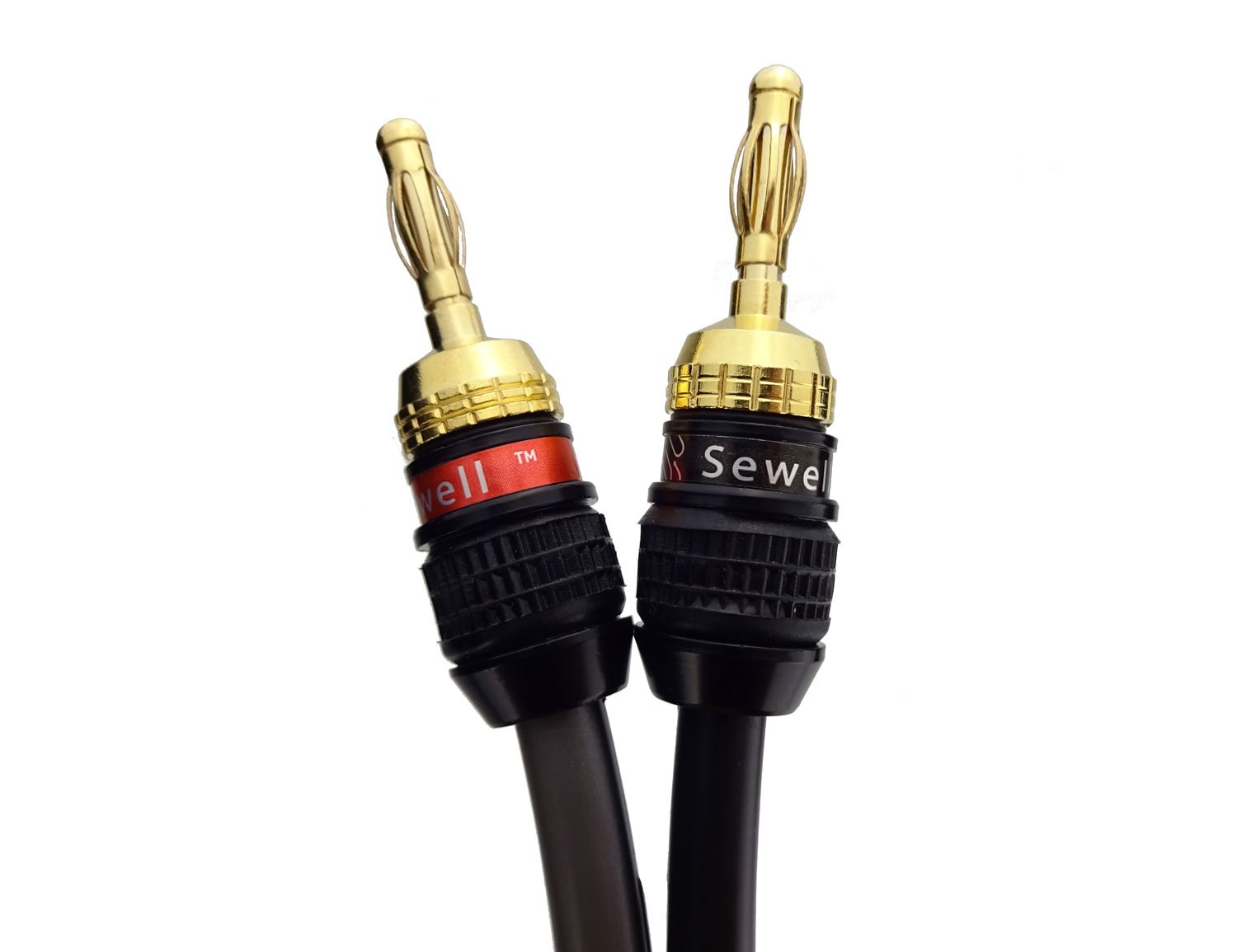 Sewell Deadbolt Terminated Speaker Wire, 10 ft, 259 Strand, 12 AWG Pure Copper, OFC, Deadbolt Banana Plugs SW-32980-10