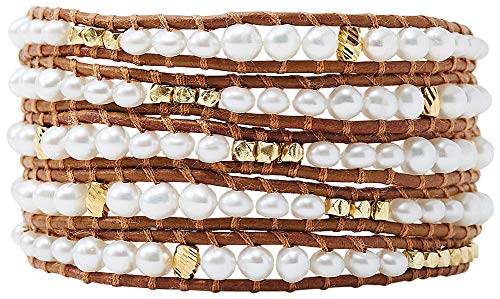 Chan Luu Graduated WhiteFreshwater Cultured Pearl Wrap Bracelet