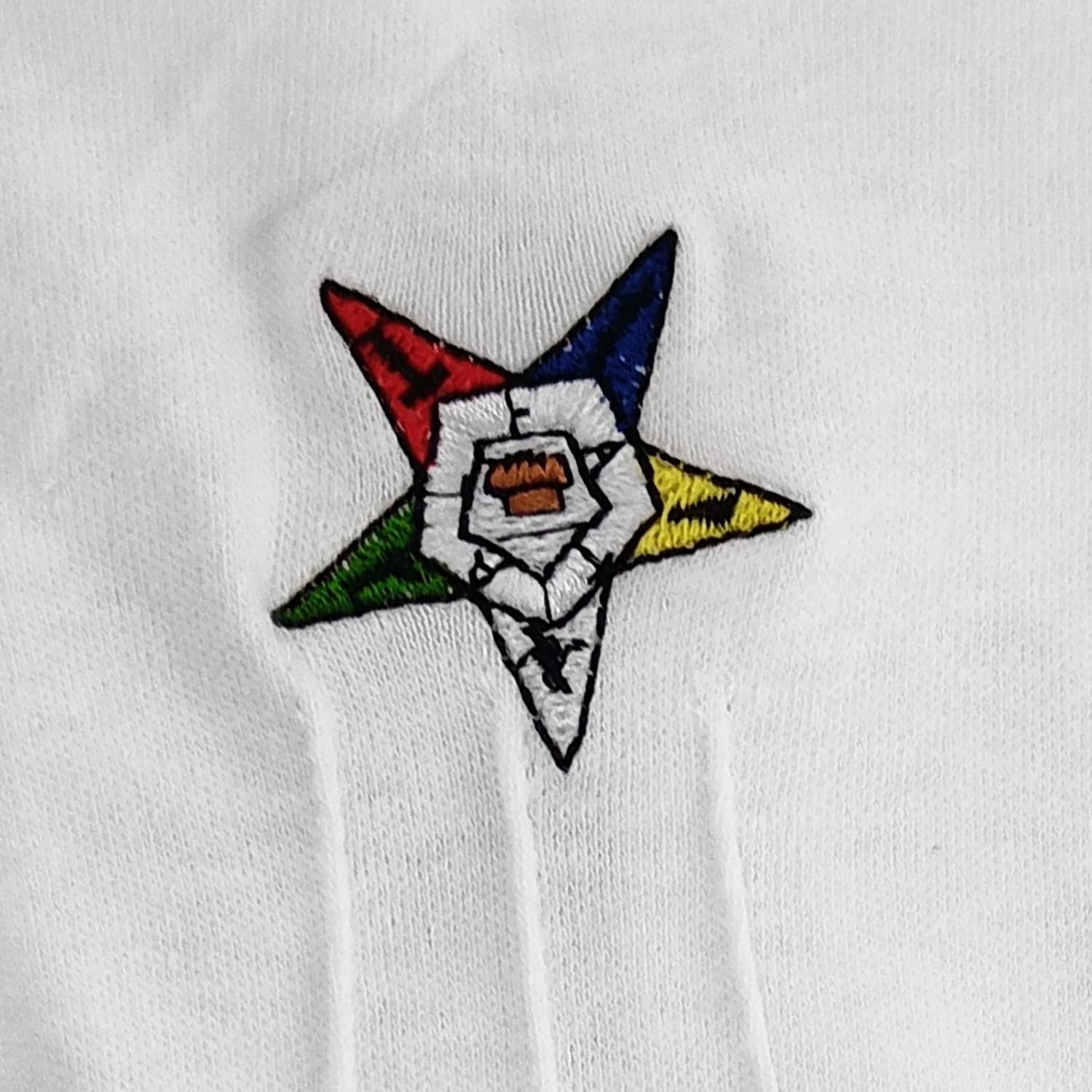 deDecoml Masonic Cotton Gloves With Order of the Eastern Star Embroidered