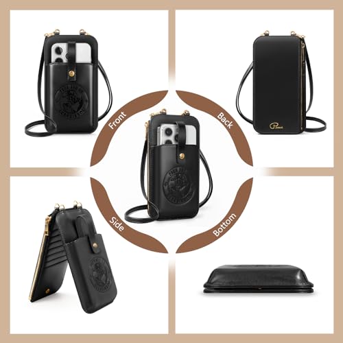 Crossbody Wallet Bag for Women RFID Blocking Wallet Purses with Airtag Credit Card Holder Leather Cell Phone Bag Wallet Purses Adjustable Strap