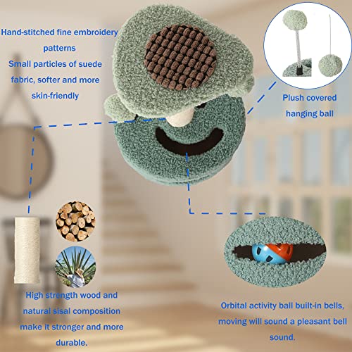 JIXIANGDOG Cat Scratching Post Cat Scratcher for Indoor Cats Natural Sisal Covered Cats Scratch Toy with Interactive Track Balls and Soft Dangling Ball for Kitten and Adult Cats